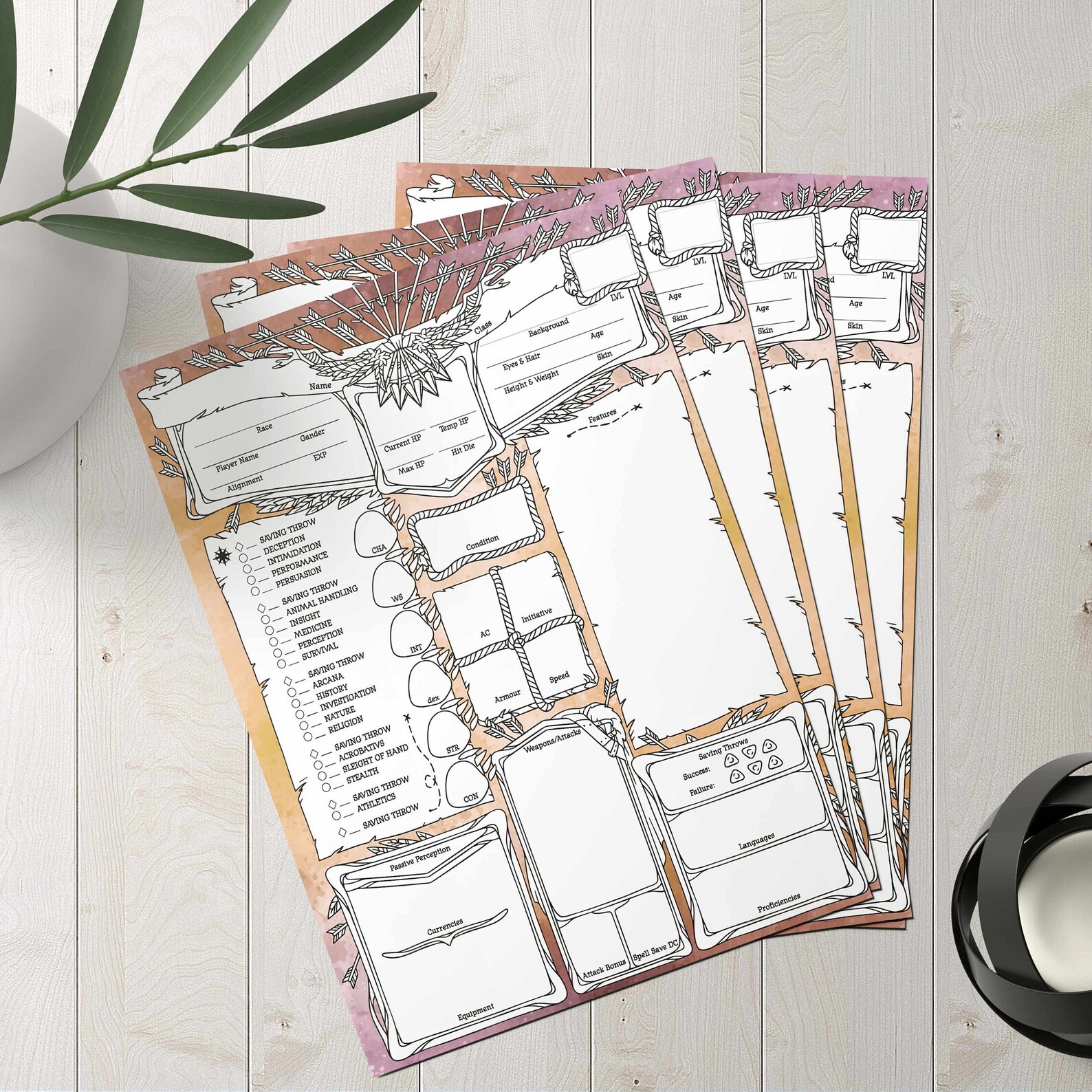 Dnd Character Sheet: Editable PDF for Dungeons and Dragons - Etsy