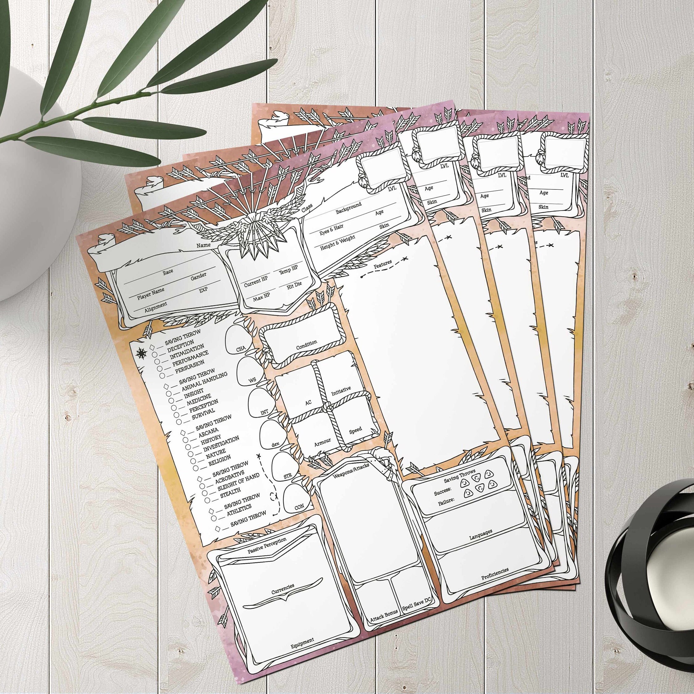 Dnd Character Sheet: Editable PDF for Dungeons and Dragons - Etsy