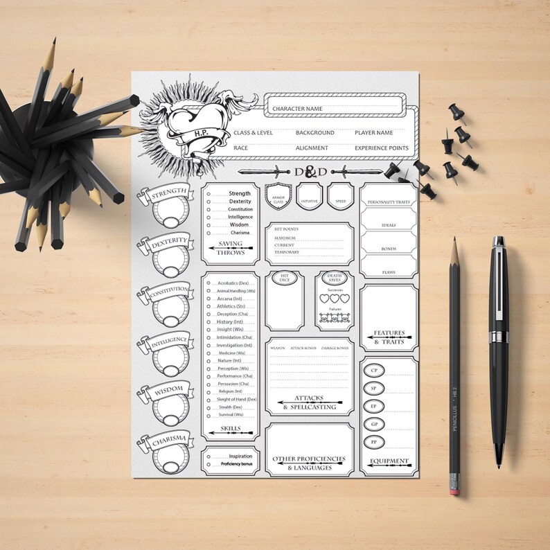 Dnd 5e Character Sheet: Printable PDF for Immersive Gameplay - Etsy