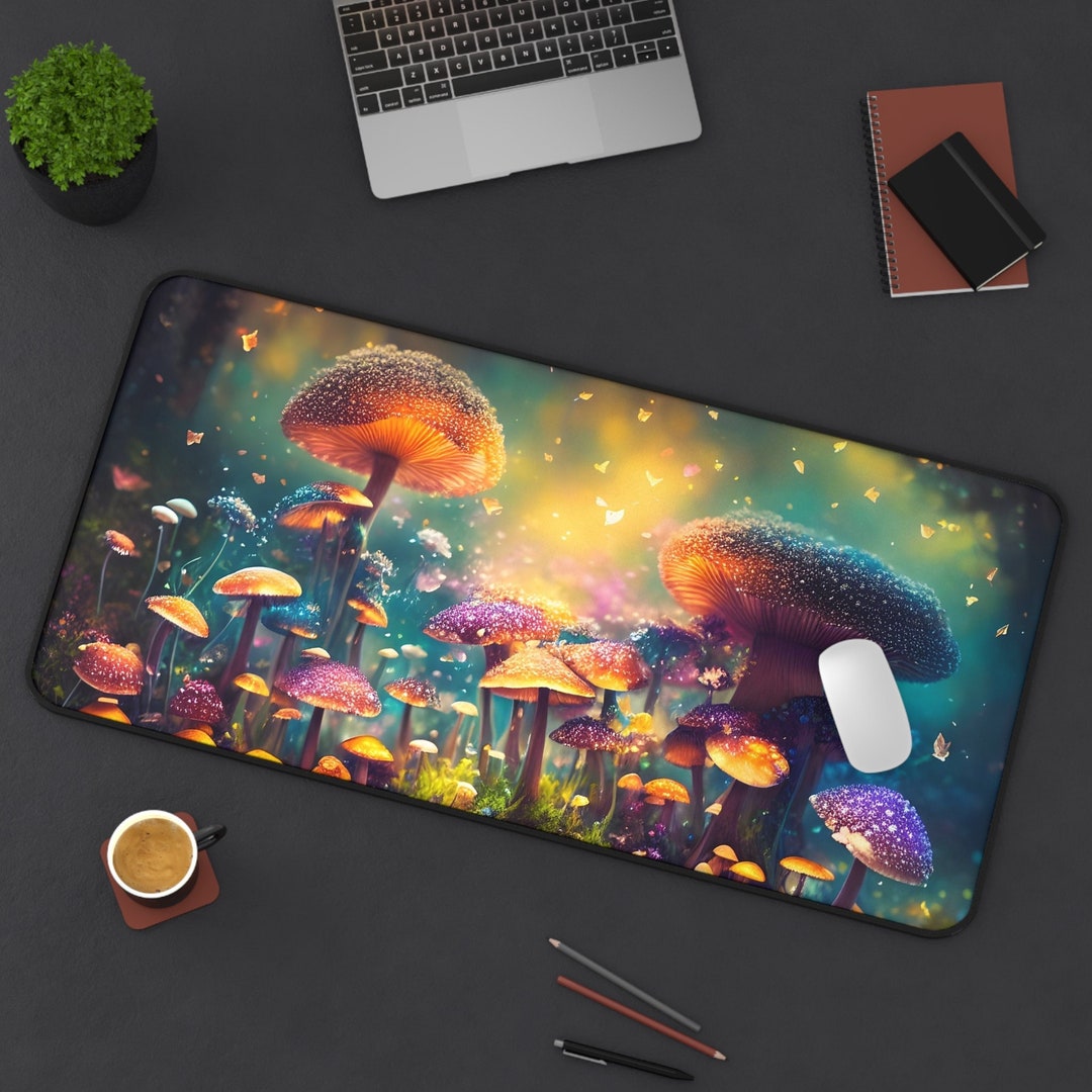 Mushroom Desk Mat Cute Desk Mat Cottagecore Desk Mat Green - Etsy