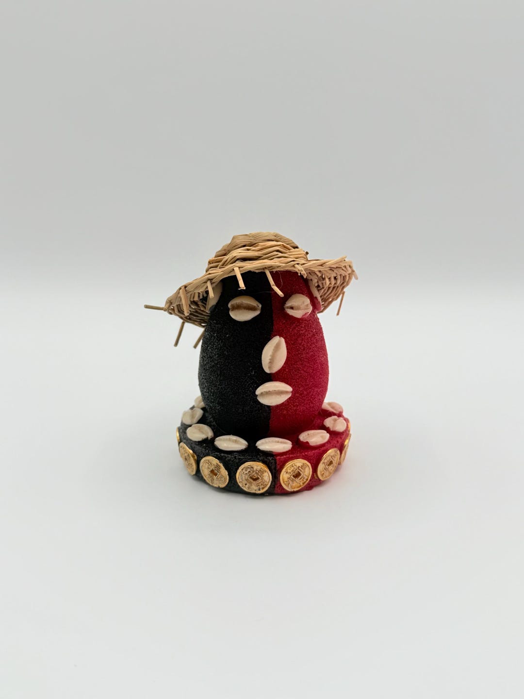 Elegua Head Statue Elegua Elegua With Straw Hat Elegua With Gold Coins