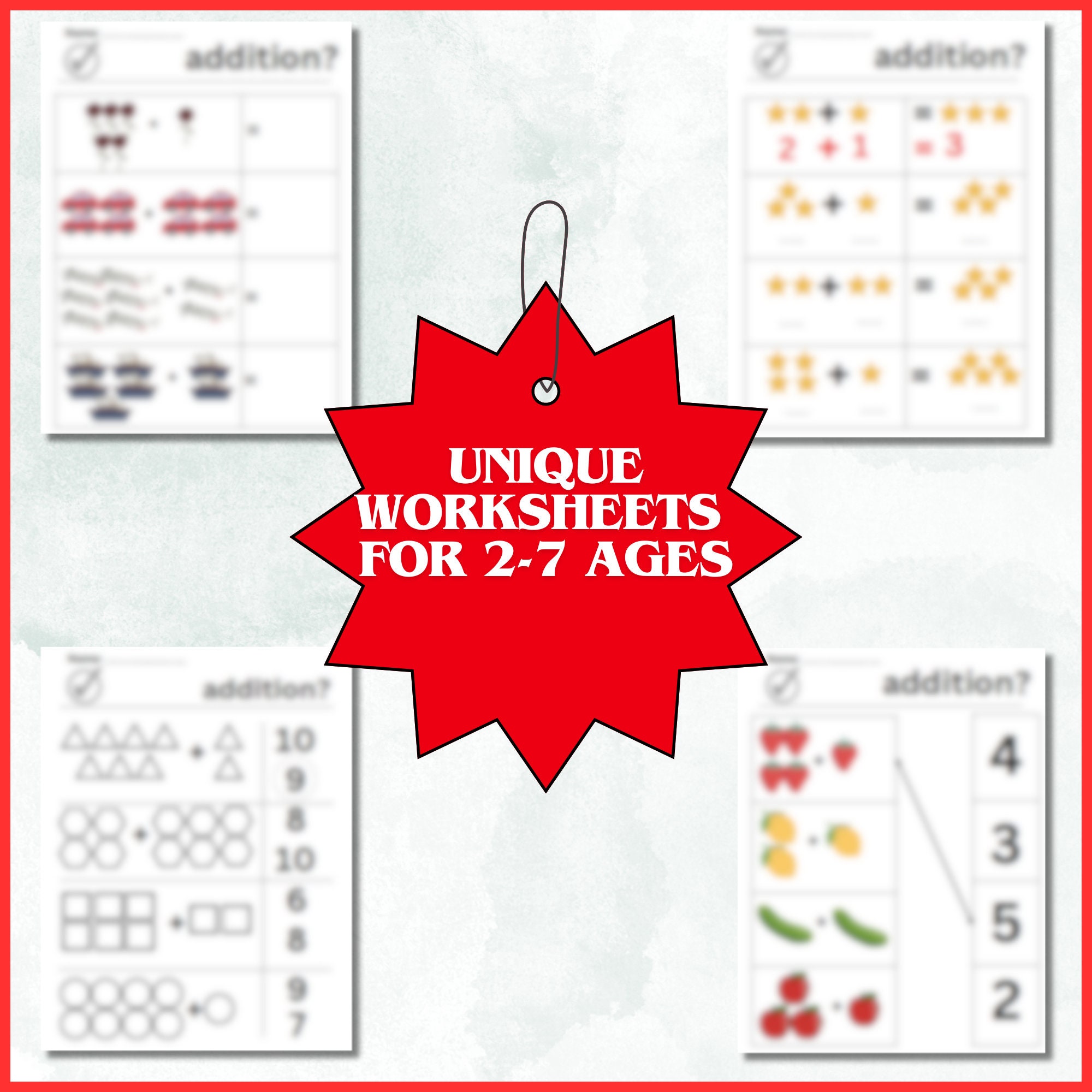 Printable Basic Addition Math Digital Worksheets for Kindergarten ,1st ...