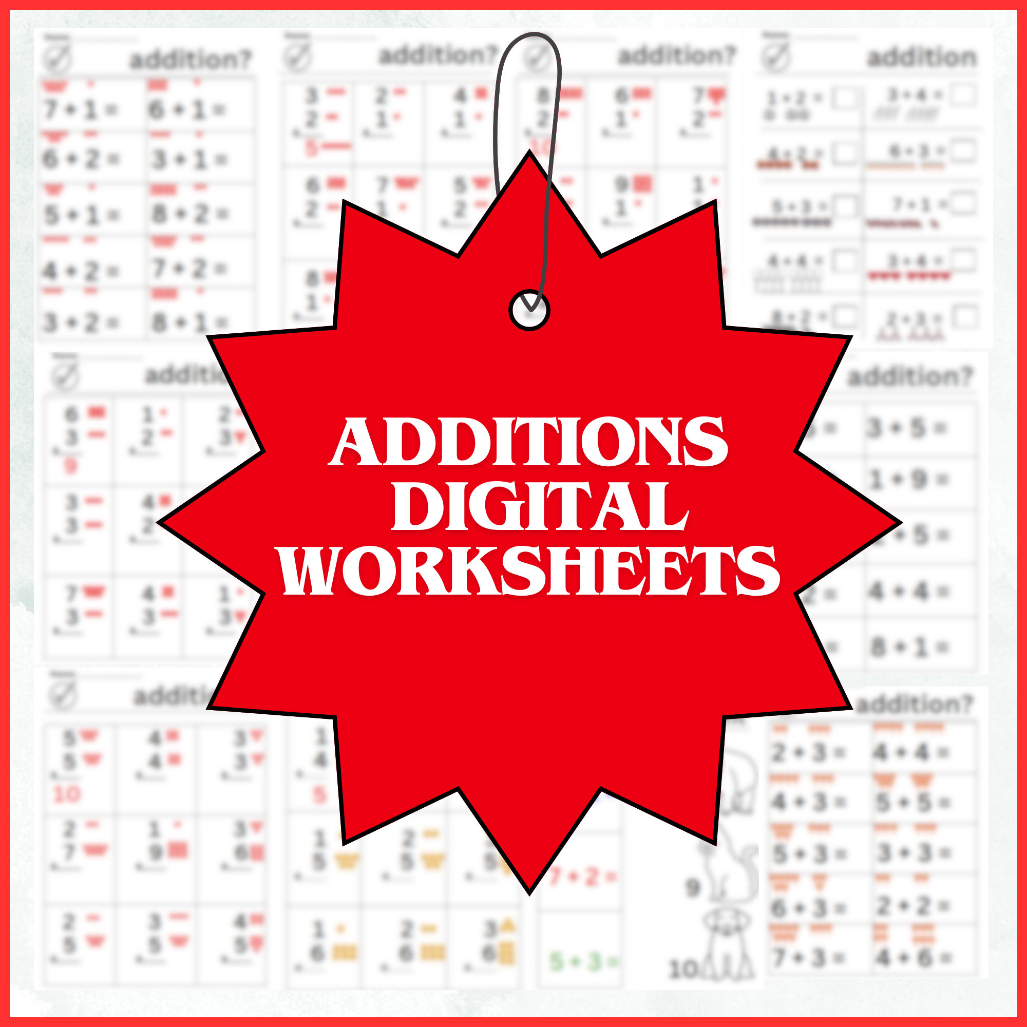 Printable Basic Addition Math Digital Worksheets for Kindergarten ,1st ...