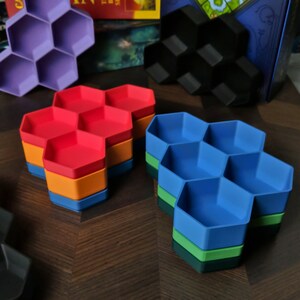 Board Game Token Tray Stackable 5 Bin Hexagon Token Tray, Organizer ...