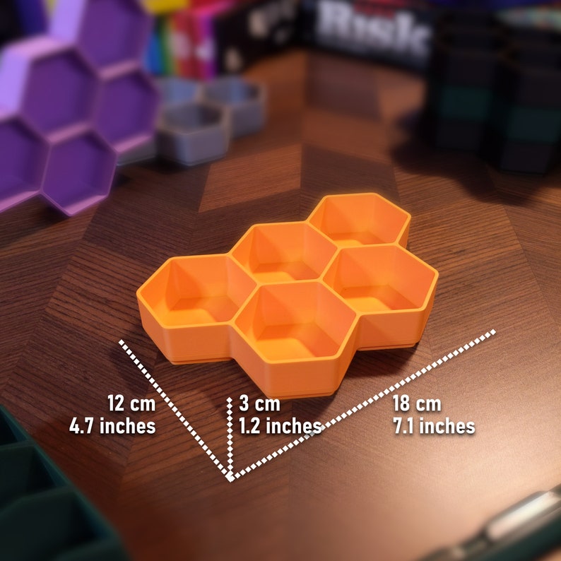 Board Game Token Tray Stackable 5 Bin Hexagon Token Tray, Organizer ...