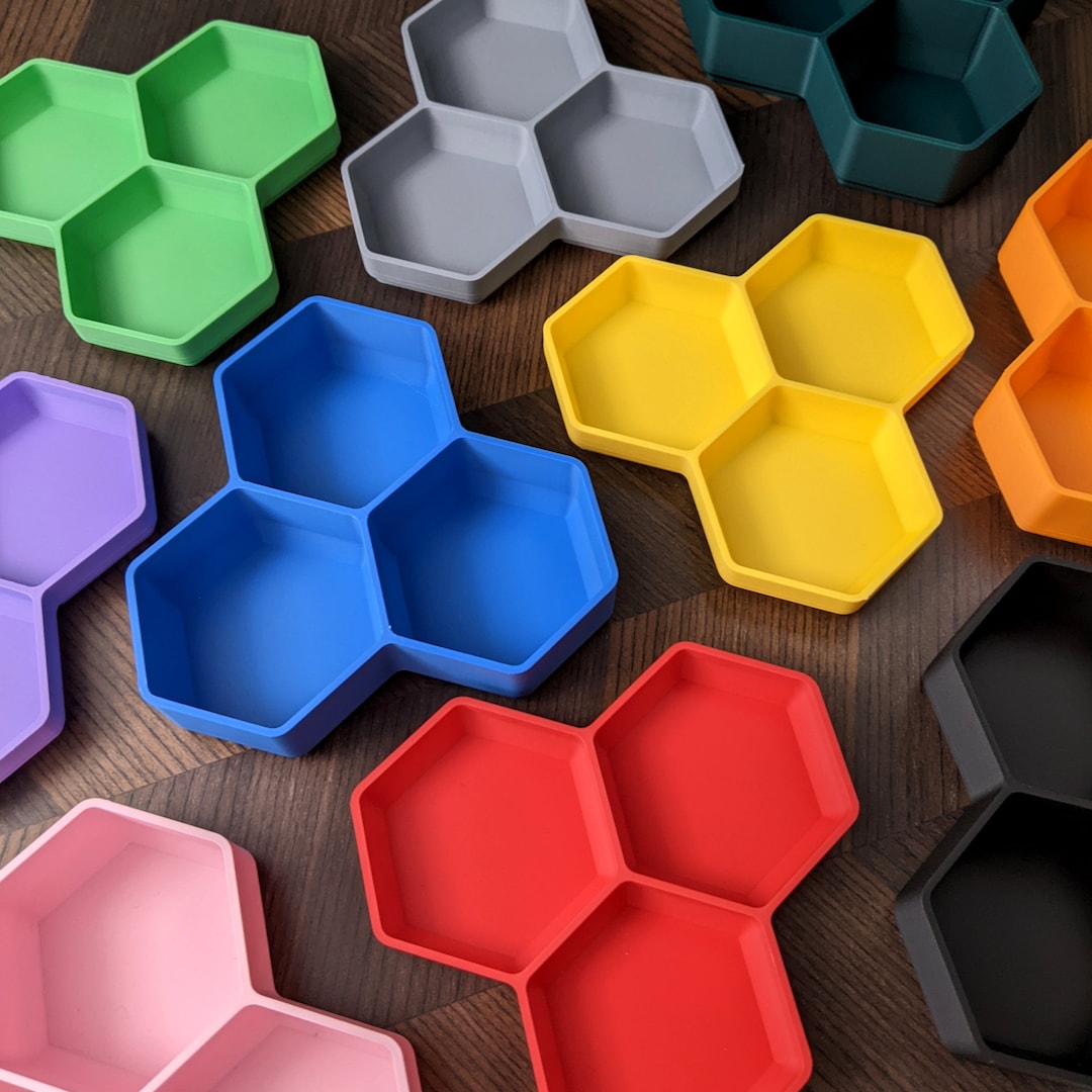 Stackable Board Game Token Tray, 3 Bin Hexagonal Player Trays and ...