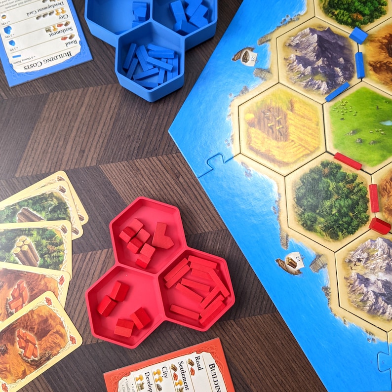 Stackable Hexagon Board Game Token Tray, 3-bin Player Resource ...