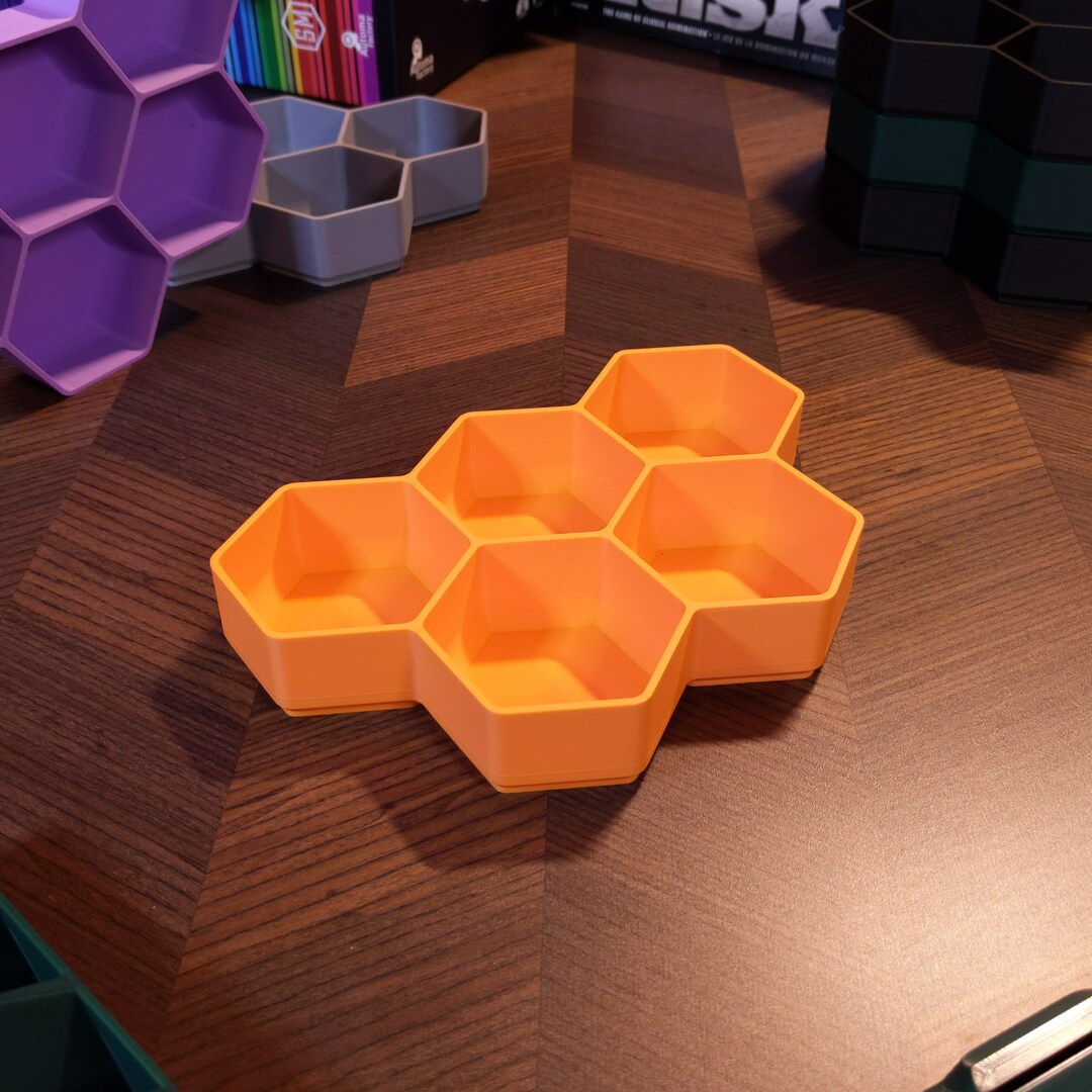 Board Game Token Tray Stackable 5 Bin Hexagon Token Tray, Organizer ...