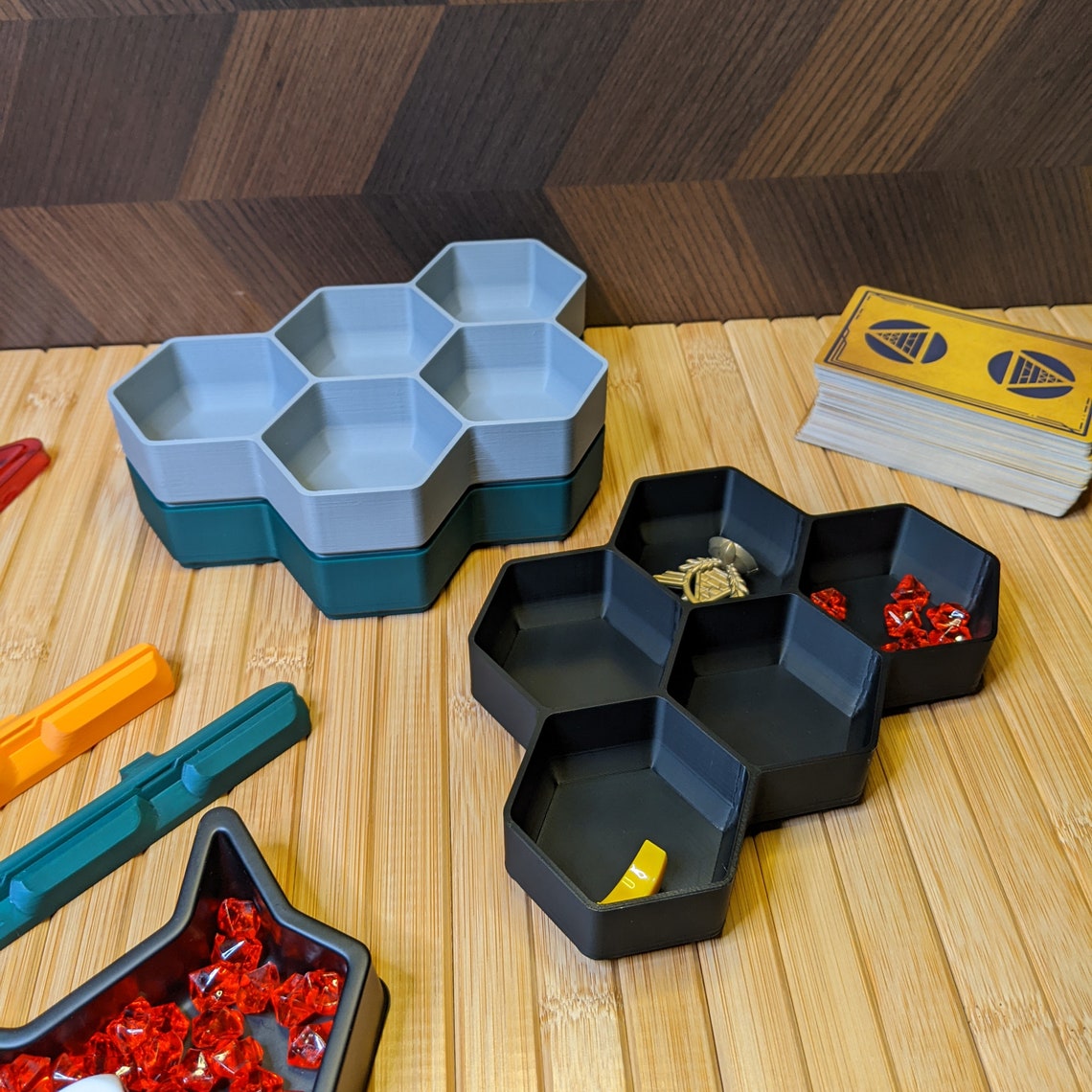 Board Game Token Tray Stackable 5 Bin Hexagon Token Tray, Organizer ...