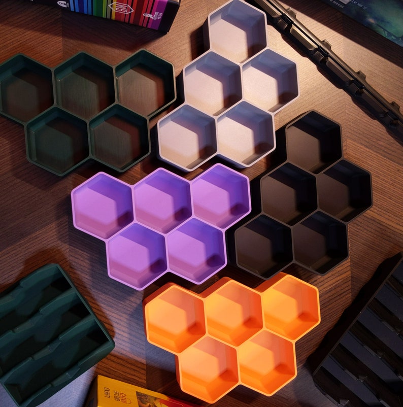 Board Game Token Tray Stackable 5 Bin Hexagon Token Tray, Organizer ...