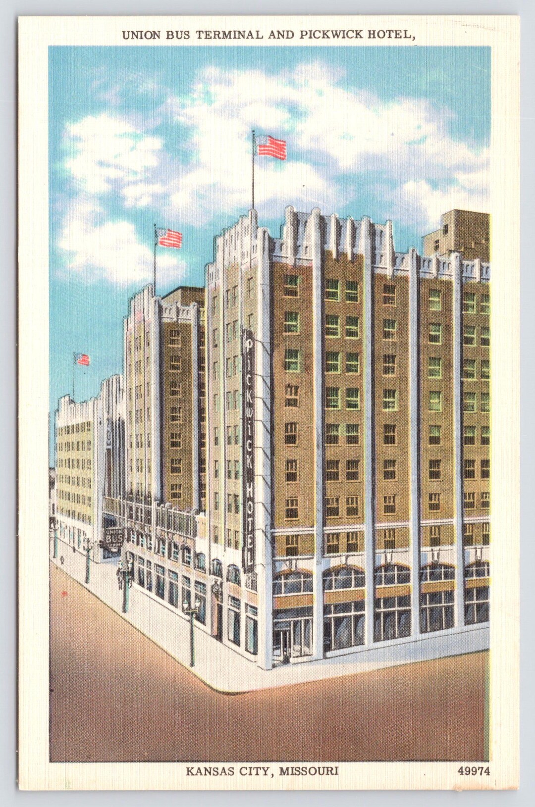 Antique Postcard, Union Bus Terminal & Pickwick Hotel, Kansas City ...