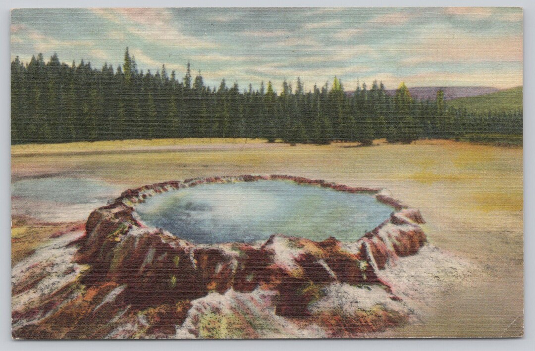 Antique Postcard, Punch Bowl Spring, Upper Geyser Basin, Yellowstone ...