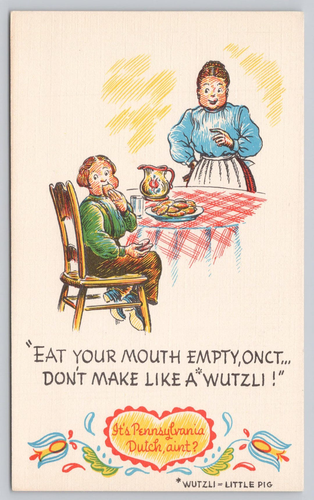 Antique Postcard, Pennsylvania Dutch Talk, Amish Language, Amish Mother ...