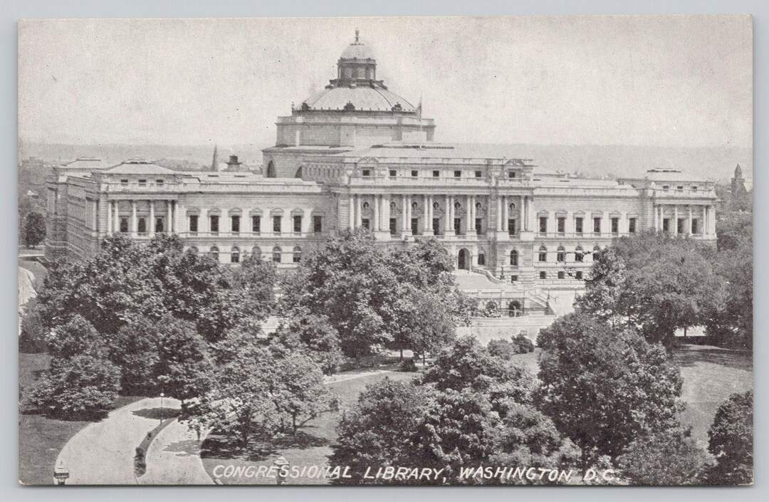 Antique Postcard, Congressional Library, Washington DC, Library of ...