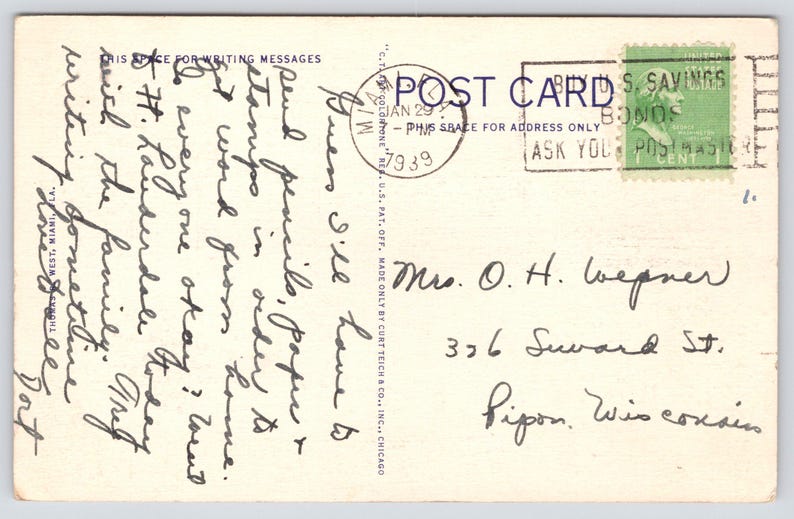 Antique Postcard, Eventide in Florida, Looking Across the Bay Near ...