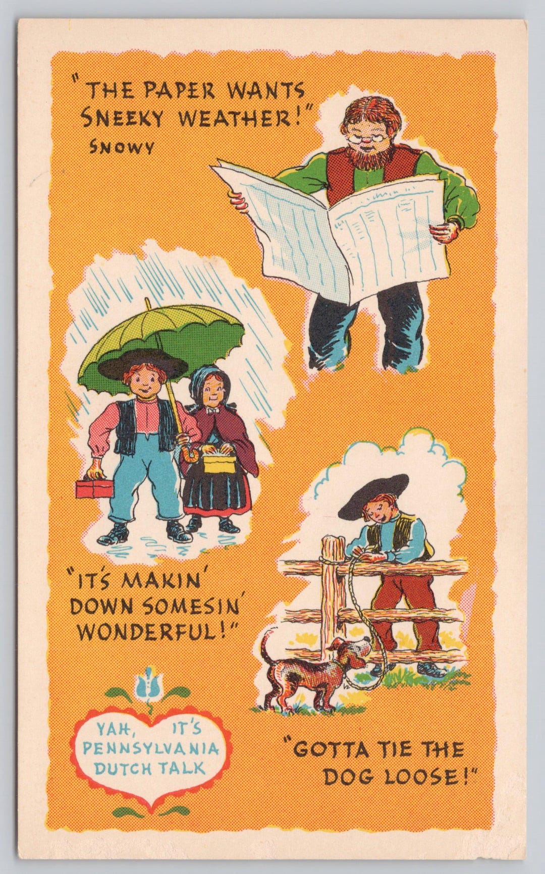 Antique Postcard, Pennsylvania Dutch Talk, Amish Language Multi View ...