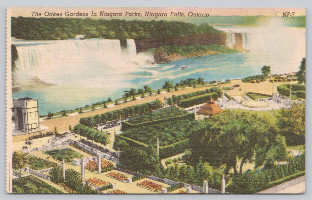 Antique Postcard, the Oakes Gardens in Niagara Parks, Niagara Falls ...