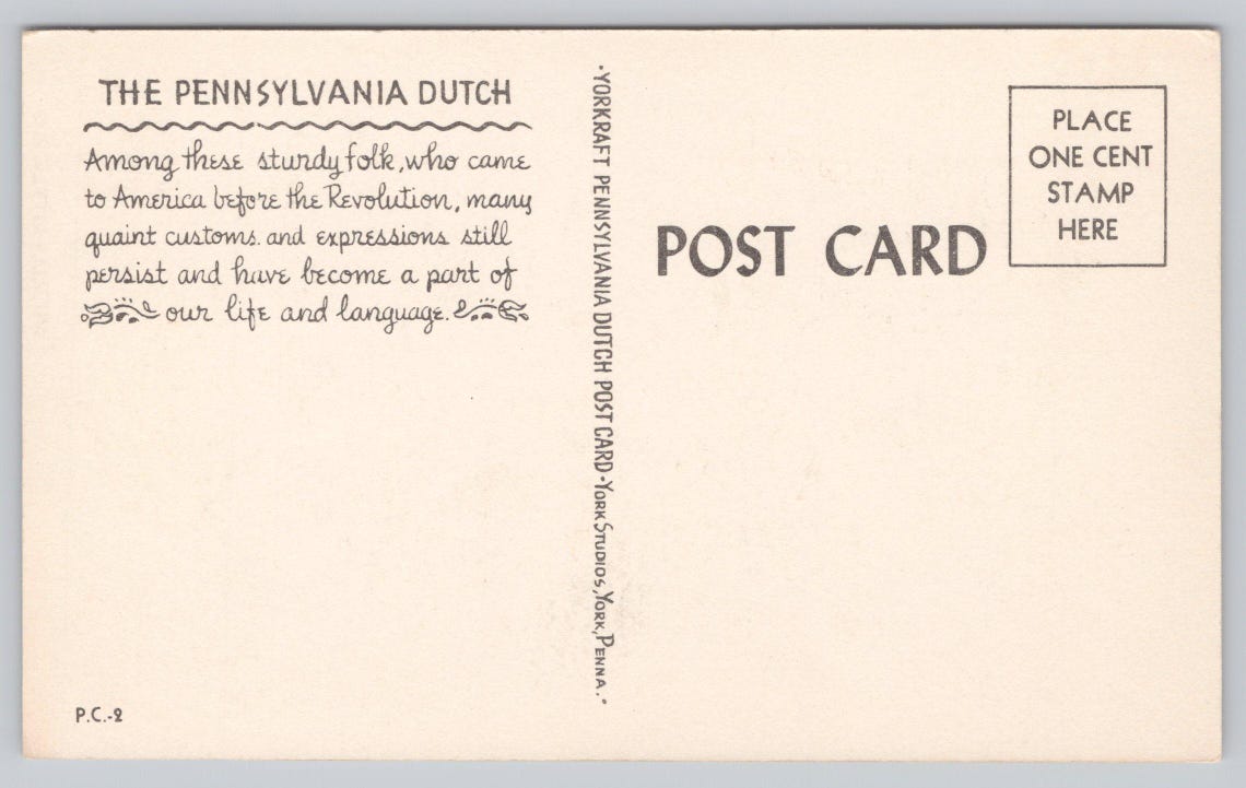 Antique Postcard, Pennsylvania Dutch Talk, Amish Language, Amish Mother ...