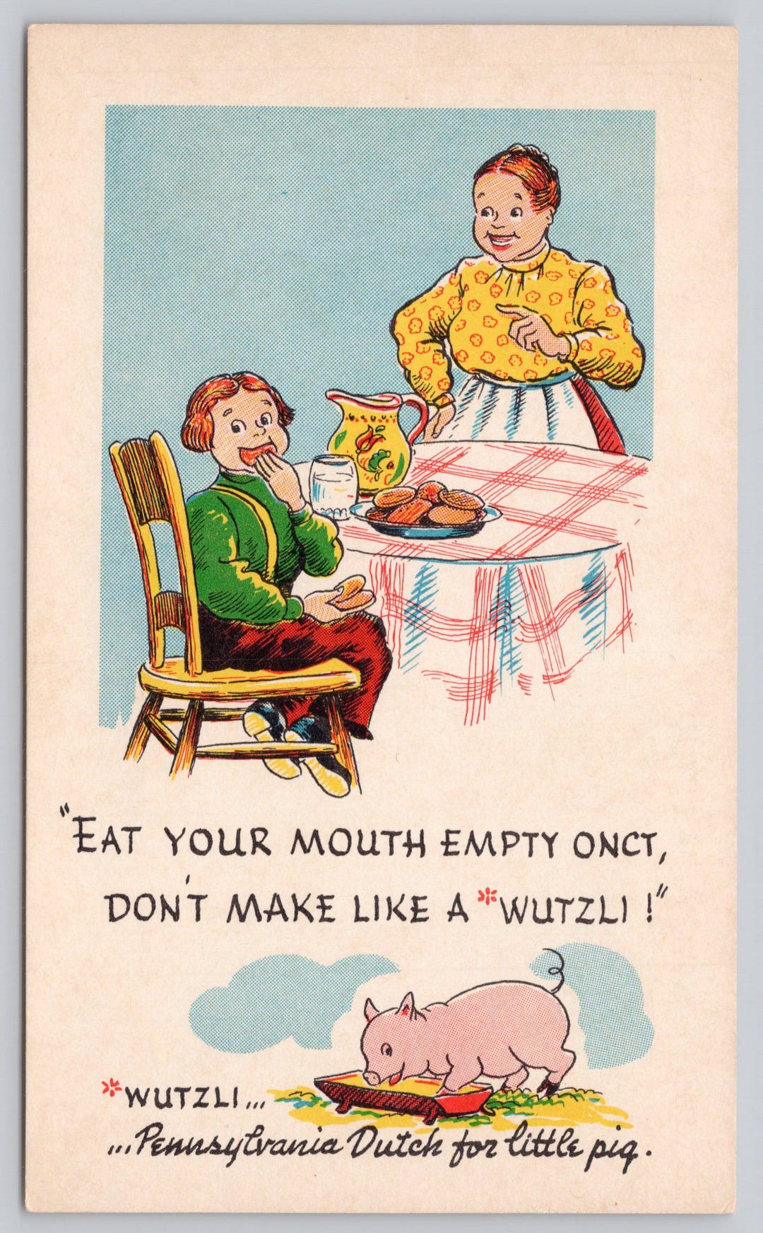 Antique Postcard, Pennsylvania Dutch Talk, Amish Language, Amish Mother ...