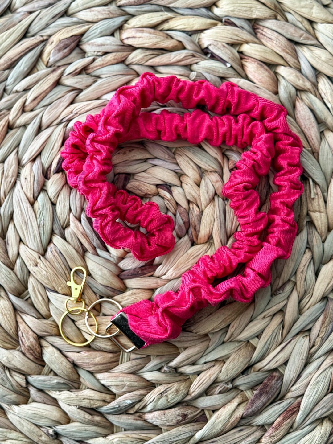 Barbie Vibes | Pink Stretchy Lanyard | Bright Pink Scrunchie Lanyard ...