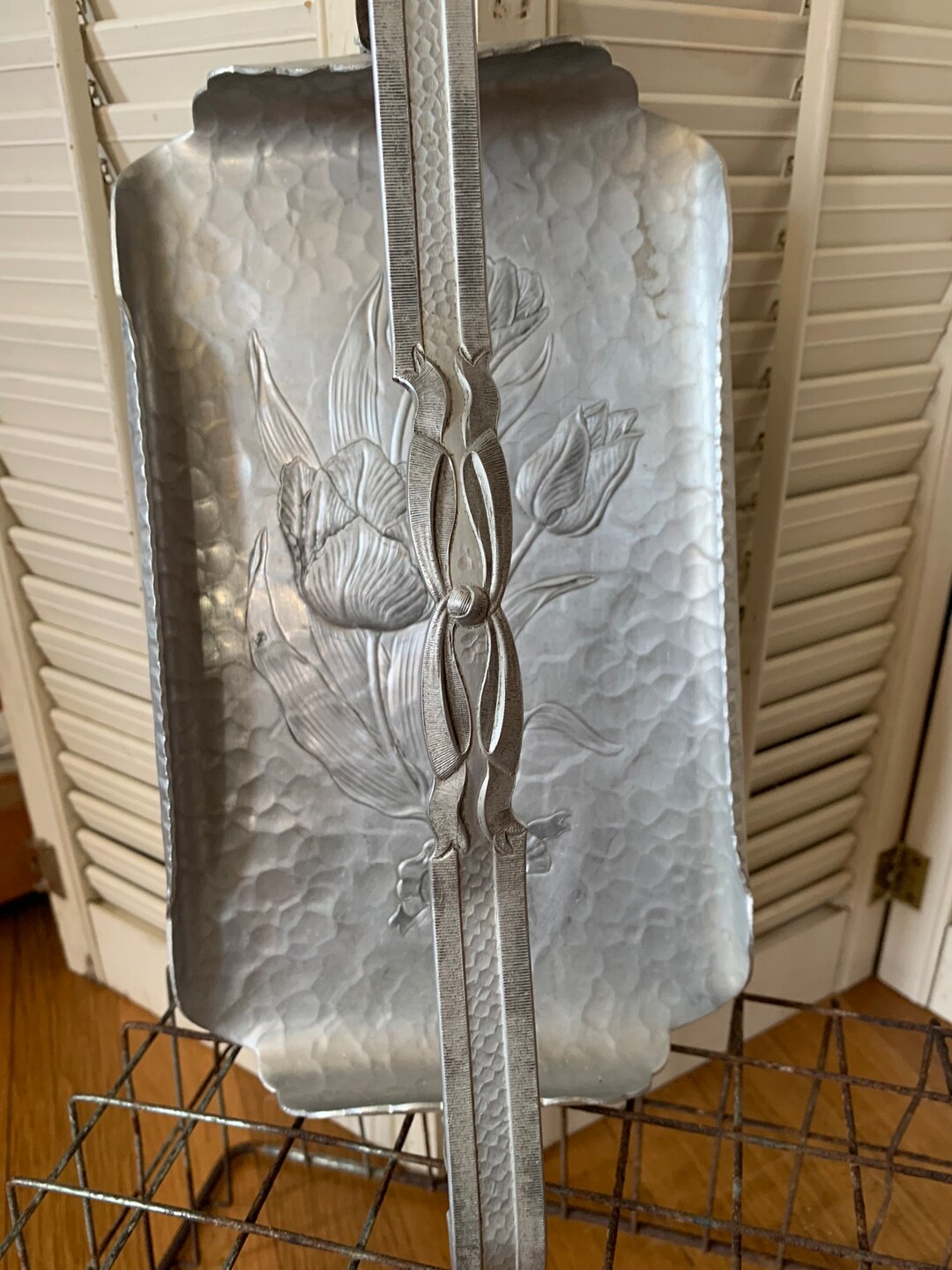 Rodney Kent Hammered Aluminum Handled Tray - Etsy