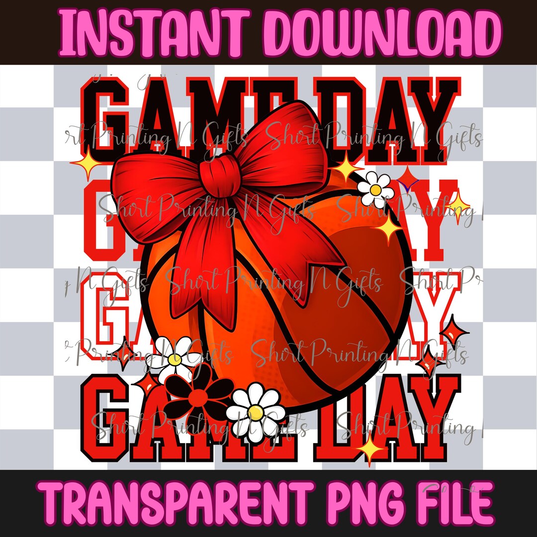 Basketball Game Day Red Design Digital Download Transparent PNG - Etsy