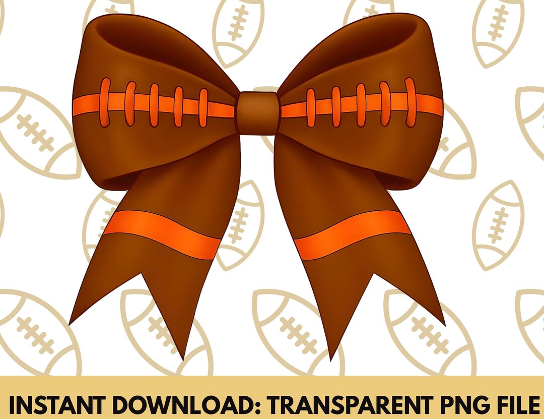 Football Bow PNG: Brown & Orange School Spirit Sublimation (digital ...