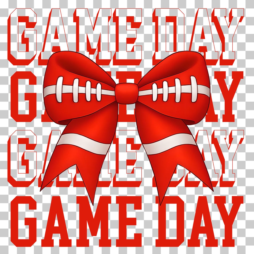 Football Game Day Bow Red White Design Digital Download Transparent PNG ...