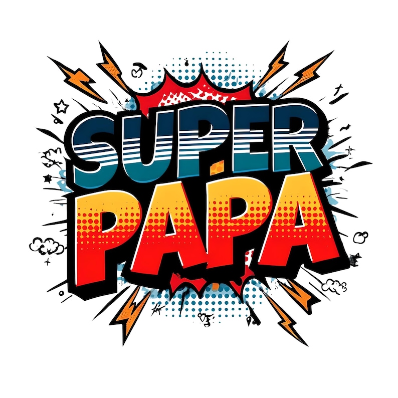 Super Papa Comic Book Style Graphic Father’s Day - Digital Download PNG ...