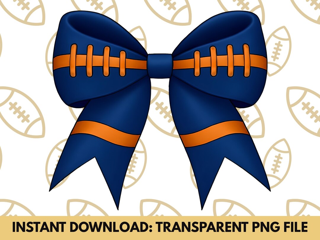 Football Bow PNG: Blue & Orange School Spirit Sublimation (digital ...