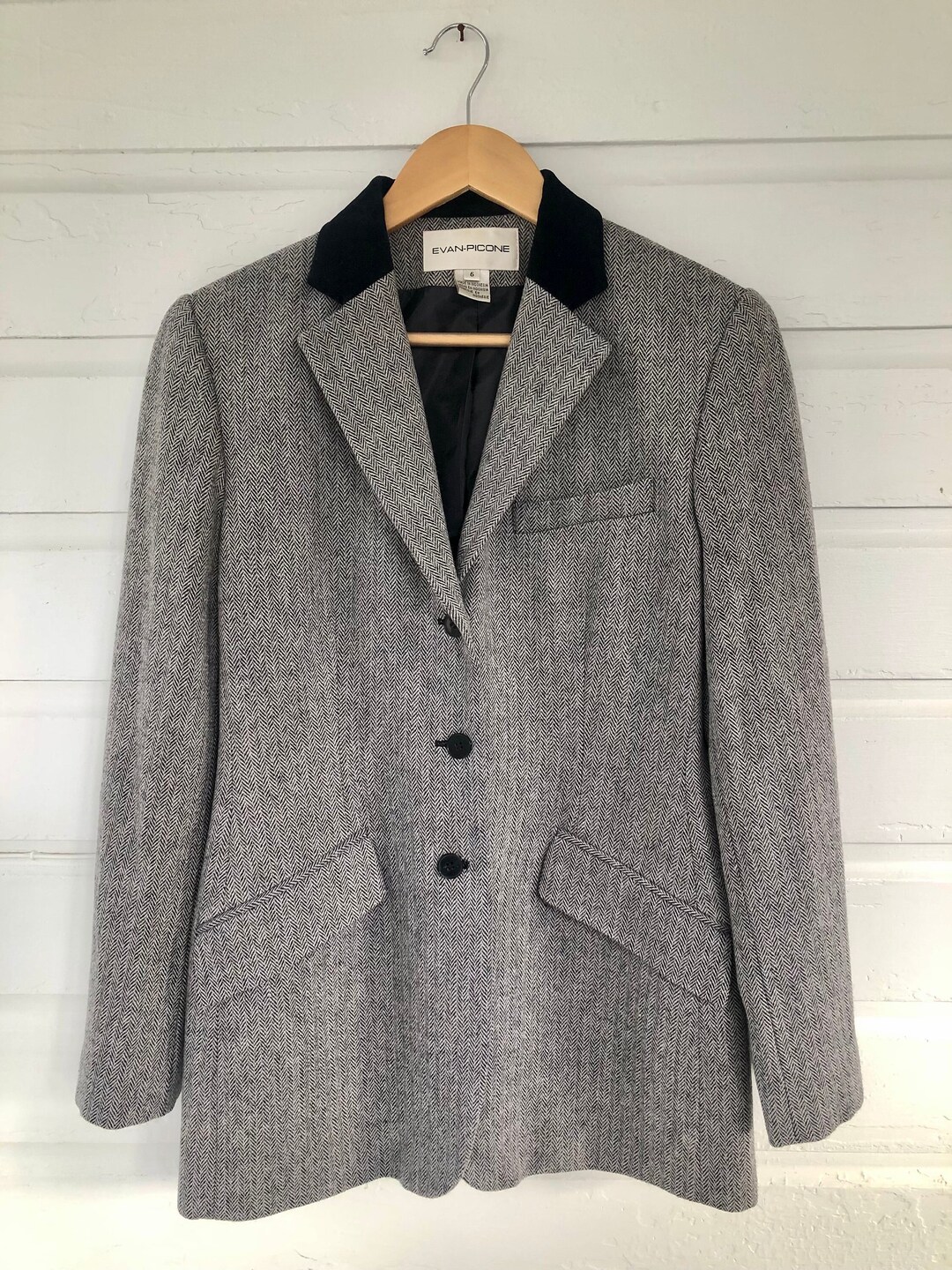 Vintage 1980s Evan-picone Herringbone Tweed Blazer Size 6 - Etsy