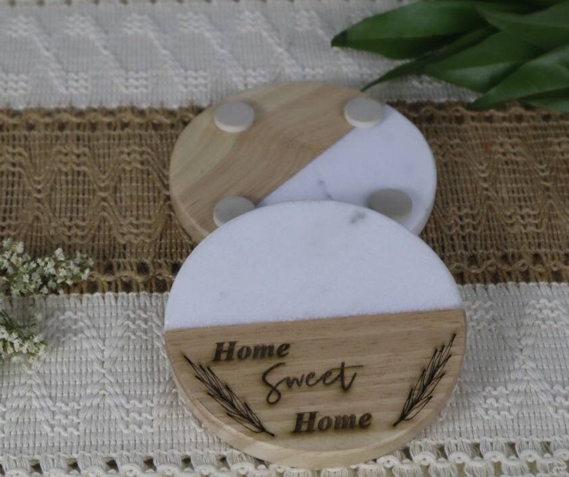 Personalized Half Marble Engraved Coasters| Custom| Wedding ...