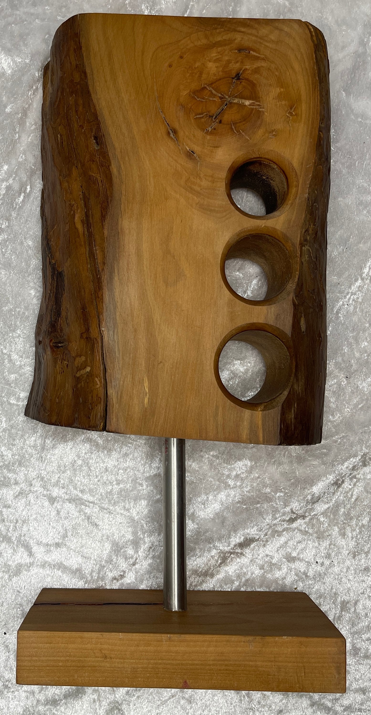 Holzskulptur, Einzelstück, Skulptur aus Holz und Edelstahl, Handgemacht ...