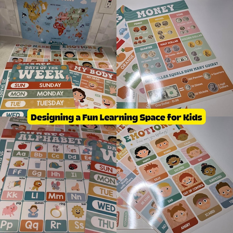 16pcs Boho Groovy Learning Posters – Laminated Educational Charts for ...