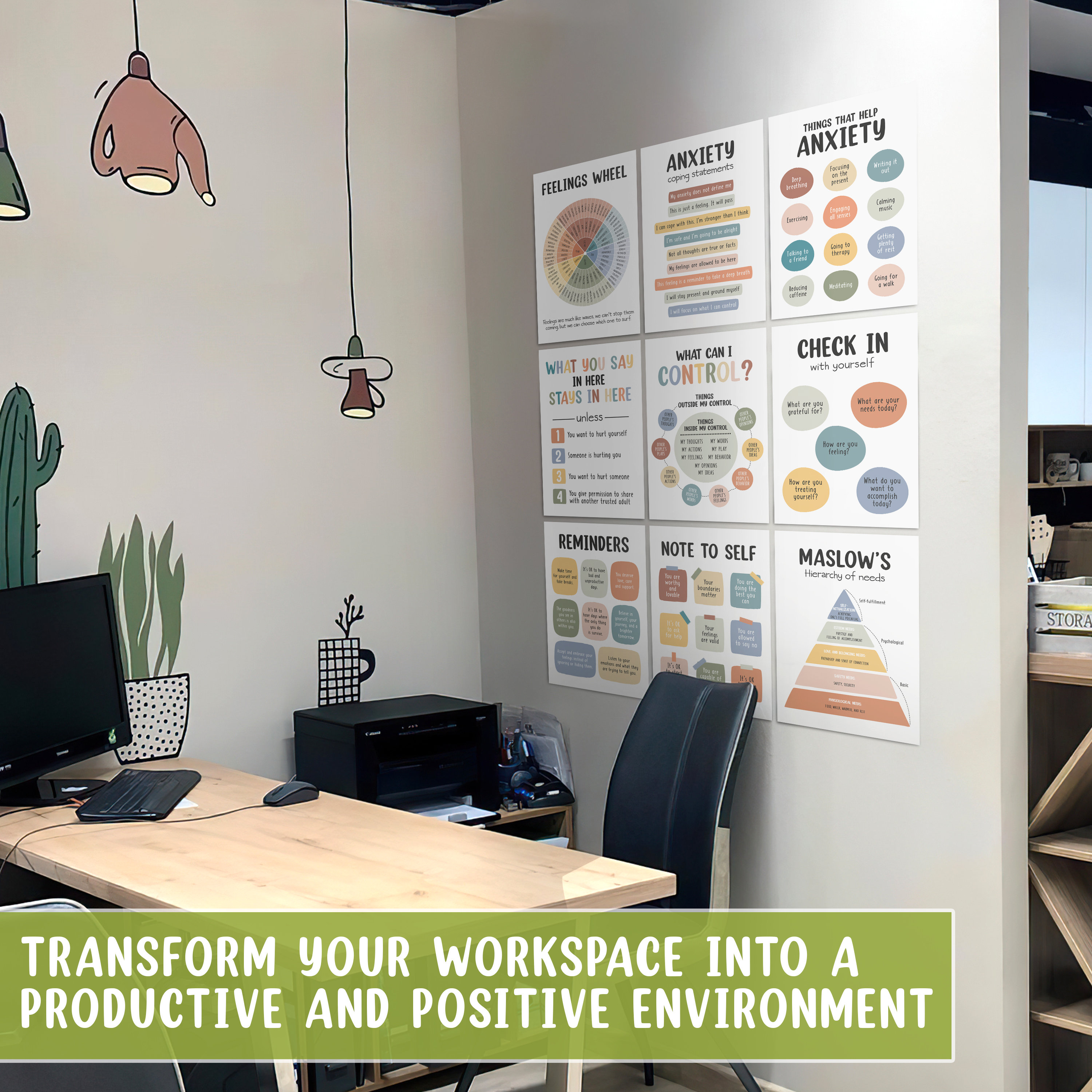 10pcs Multicolor Mental Health Posters – Therapy Office, Counseling ...