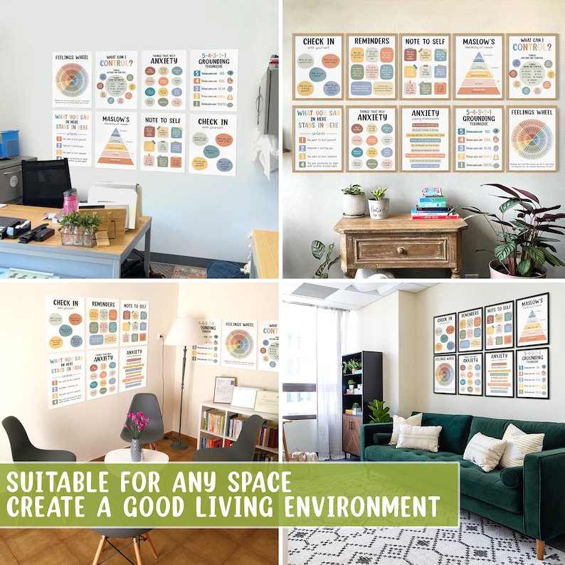 10pcs Multicolor Mental Health Posters – Therapy Office, Counseling ...
