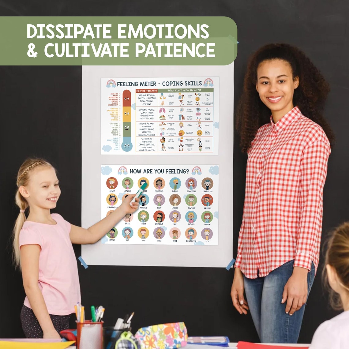 2PCS Emotions Chart for Kids – Emotional Awareness & Coping Skills ...