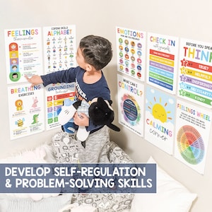 Calming Corner Classroom Posters, Set 12 Calm Down Corner Supplies for ...