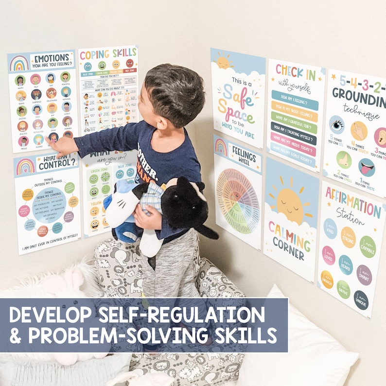 12 Boho Calming Corner Posters for Kids – Emotional Regulation Charts ...