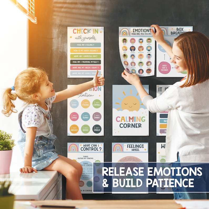 12 Boho Calming Corner Posters for Kids – Emotional Regulation Charts ...