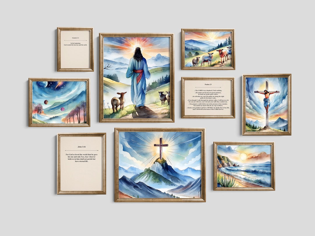 Christian Watercolor Gallery Set of Nine / DIGITAL DOWNLOAD / Genesis 1 ...