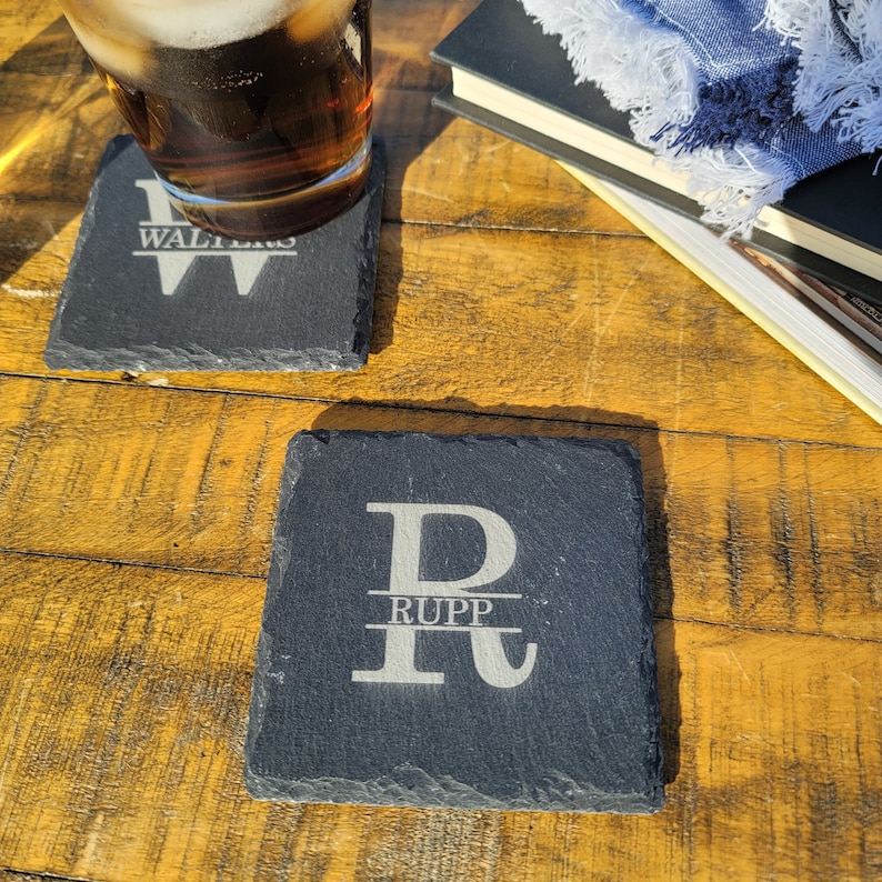 Custom Slate Coaster Sets, Personalized Coasters, Engraved Slate ...