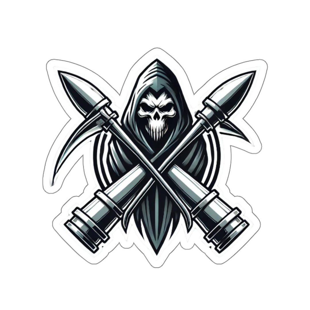 Grim Reaper Stickers, Mortar and Scythe Decals, Halloween Laptop ...
