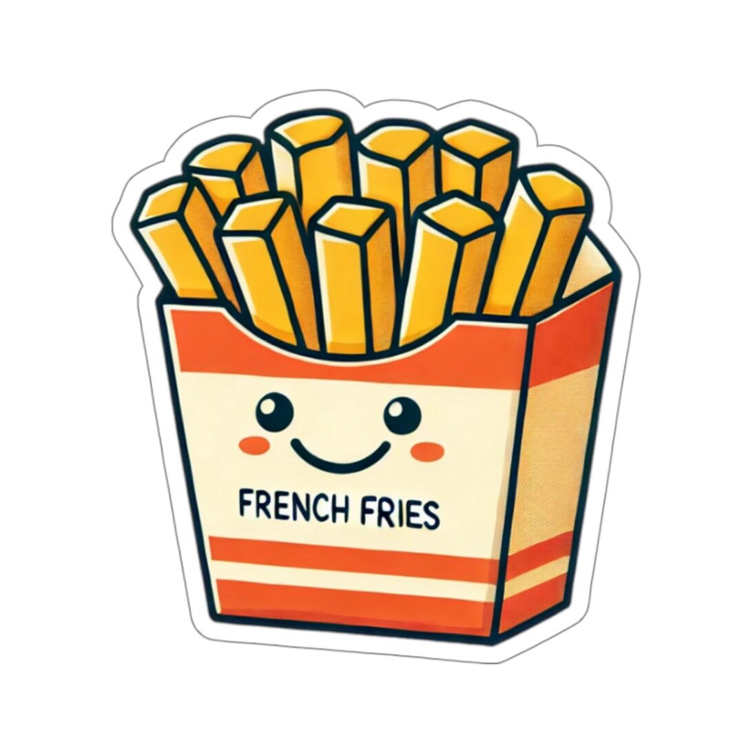 French Fries Stickers, Adorable Kawaii Food, Junk Food Lover Decals ...