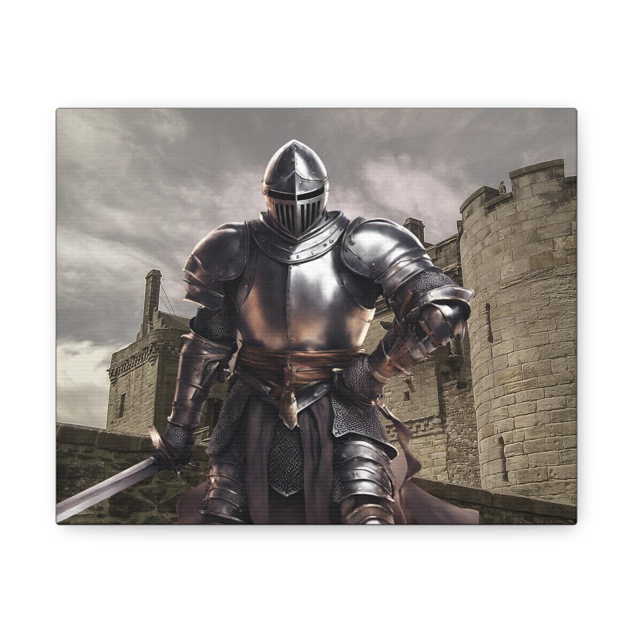 Wall Art, Medieval Knight on Castle Grounds, Castle Decor, Knight Wall ...