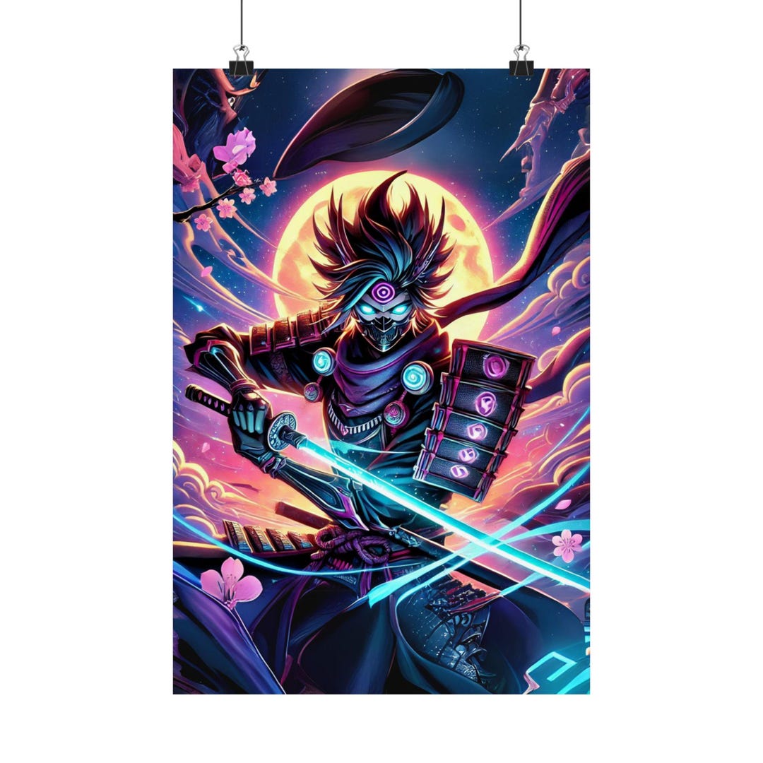 Samurai Anime Matte Vertical Posters, Japanese Sword Warrior Wall Art ...