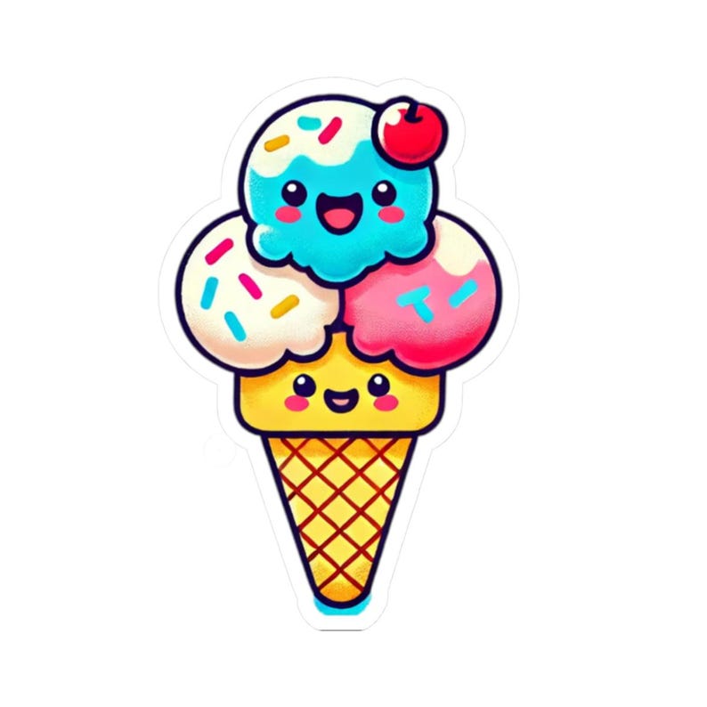 Cute Ice Cream Vinyl Stickers, Sweet Dessert Decals - Etsy