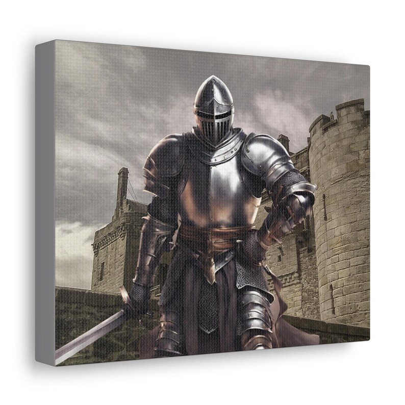 Wall Art, Medieval Knight on Castle Grounds, Castle Decor, Knight Wall ...