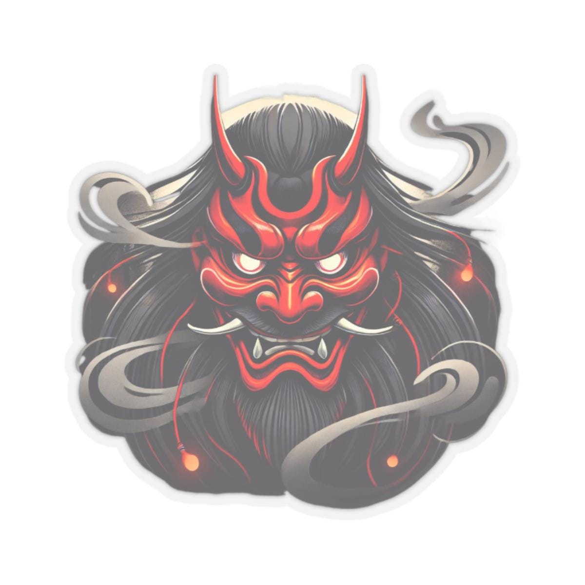 Oni Mask Kiss-cut Stickers, Japanese Demon Face Decals, Laptop Decals ...