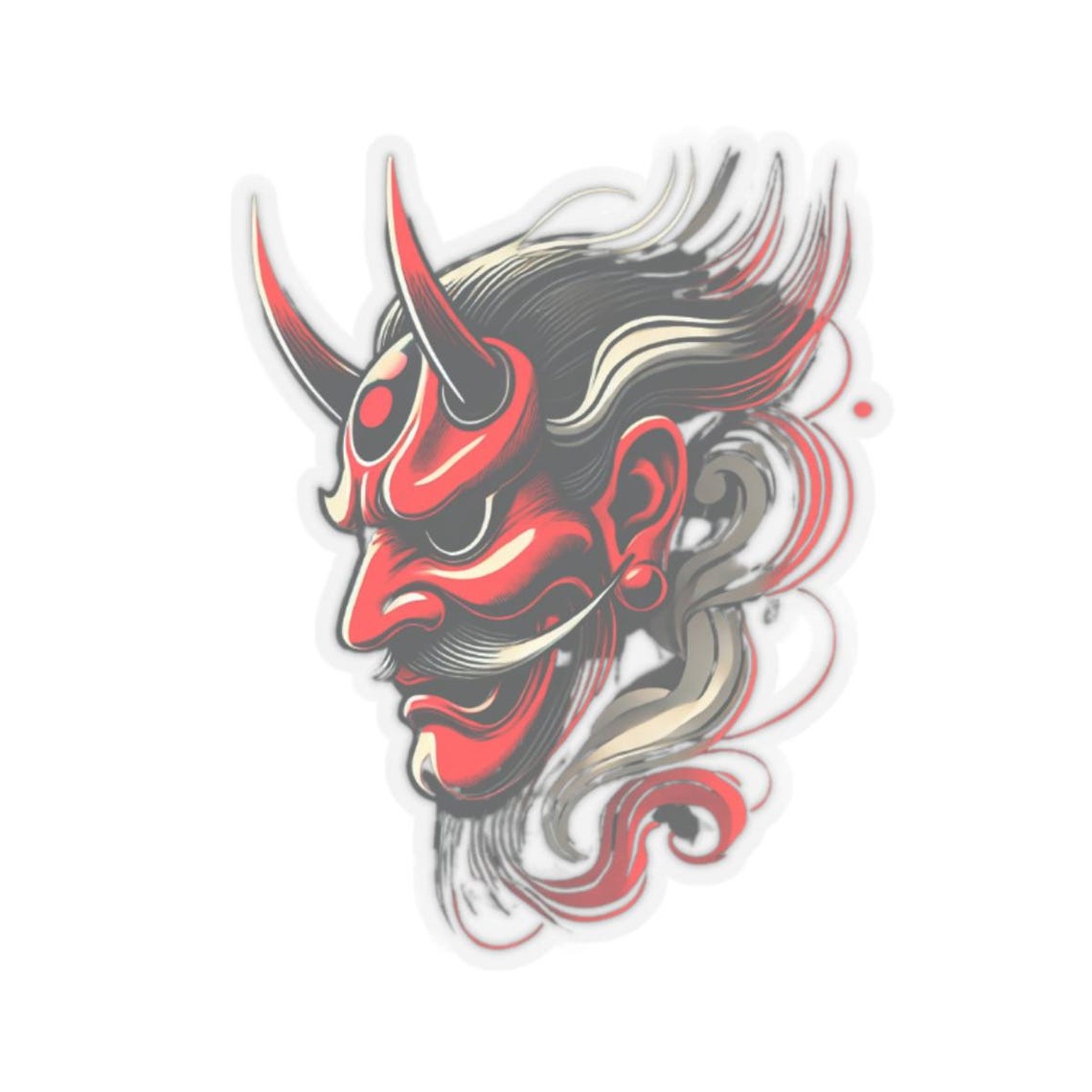 Oni Mask Kiss-cut Stickers, Japanese Demon Art, Laptop Decor, Phone ...